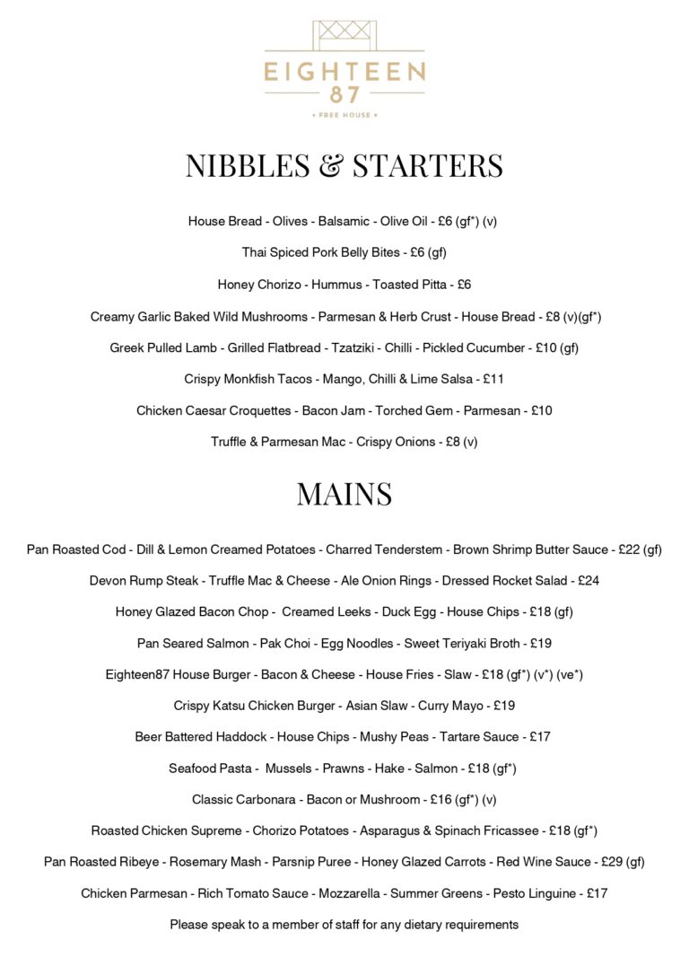 Menu – Eighteen87