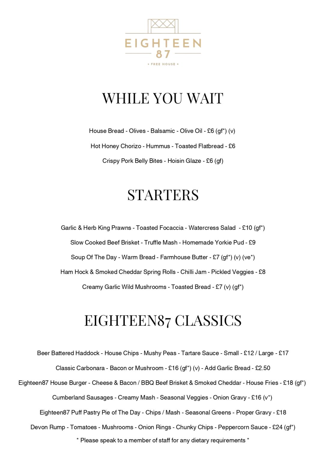 Menu – Eighteen87