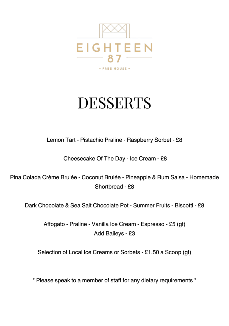 Menu – Eighteen87